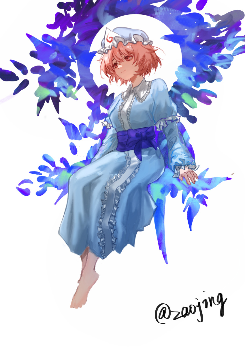 Safebooru 1girl Absurdres Barefoot Blue Bow Blue Dress Blue Hat Blue 0986