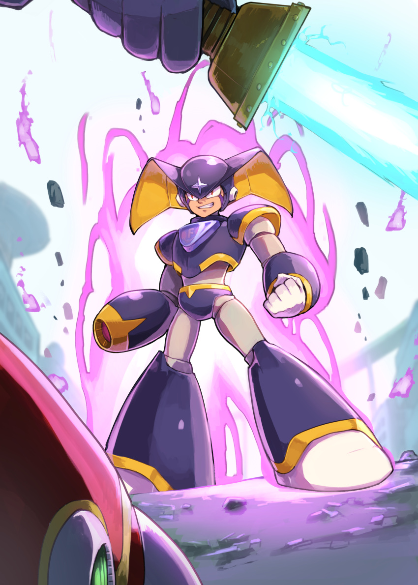 Safebooru - 2boys absurdres android arm cannon armor aura bass (mega ...