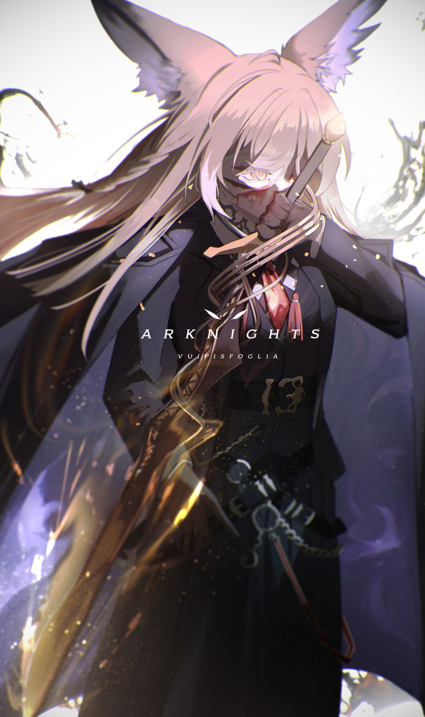 Safebooru - 1girl absurdres arknights belt black belt black coat black gloves black skirt black ...