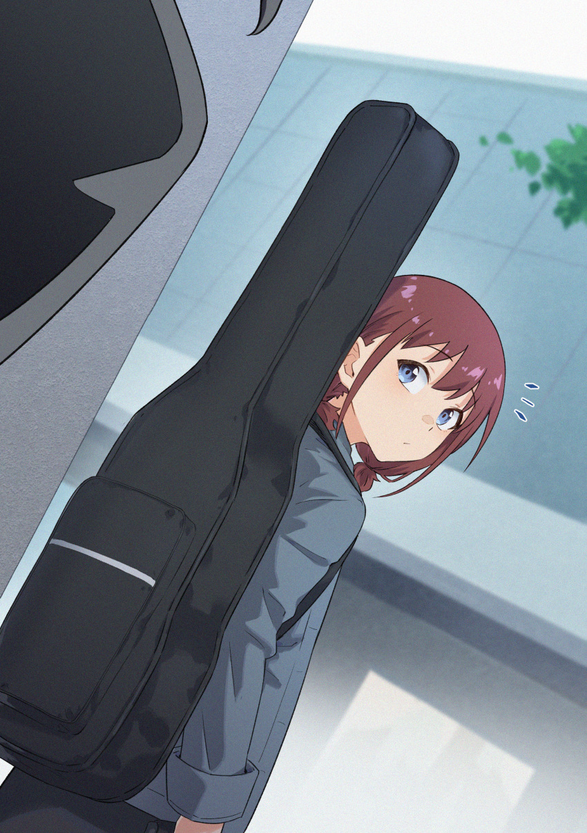 Safebooru - 1girl 1other absurdres blue eyes blue jacket brown hair commentary english ...