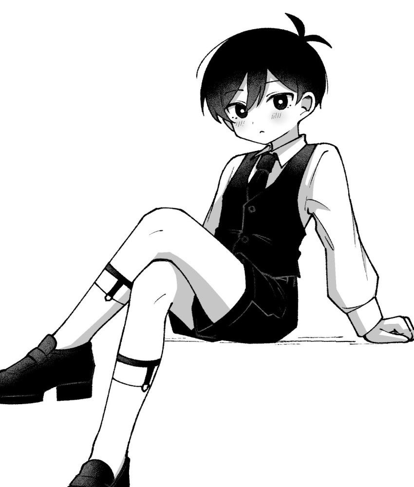 Safebooru - 1boy alternate costume antenna hair arm support bright ...