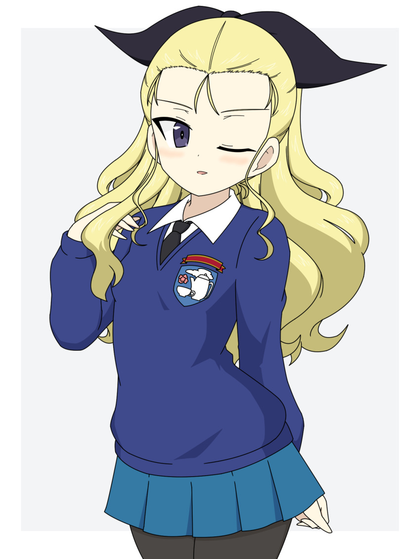 Safebooru - 1girl assam (girls und panzer) black bow black pantyhose ...