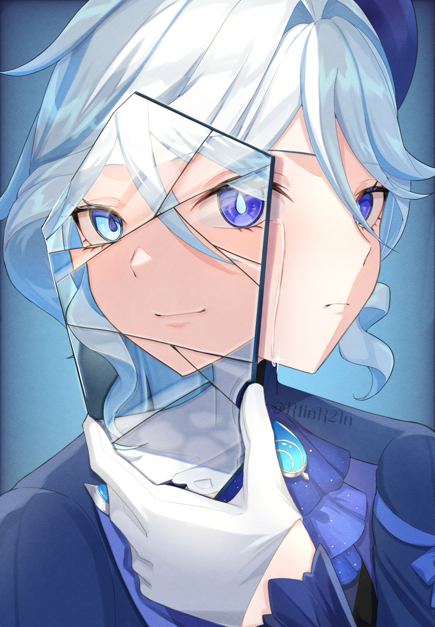 Safebooru - absurdres ascot blue ascot blue eyes blue jacket brooch focalors (genshin impact ...