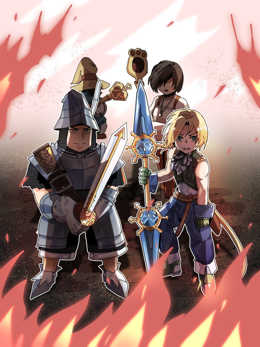 Safebooru - 1girl 3boys adelbert steiner armor armored boots bare shoulders black choker black ...