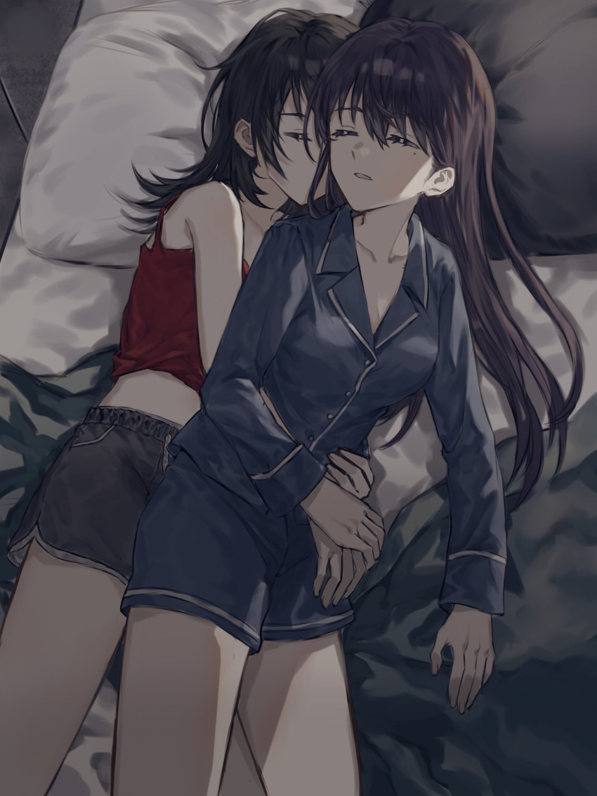 Safebooru - 2girls bang dream! bang dream! it's mygo!!!!! black hair blue shirt blue shorts ...