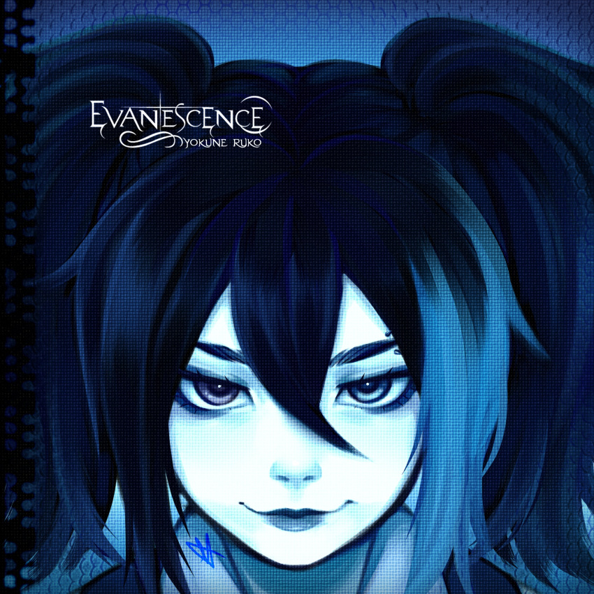 Safebooru - 1girl absurdres album cover black hair blue eyes blue hair closed mouth cover emo ...