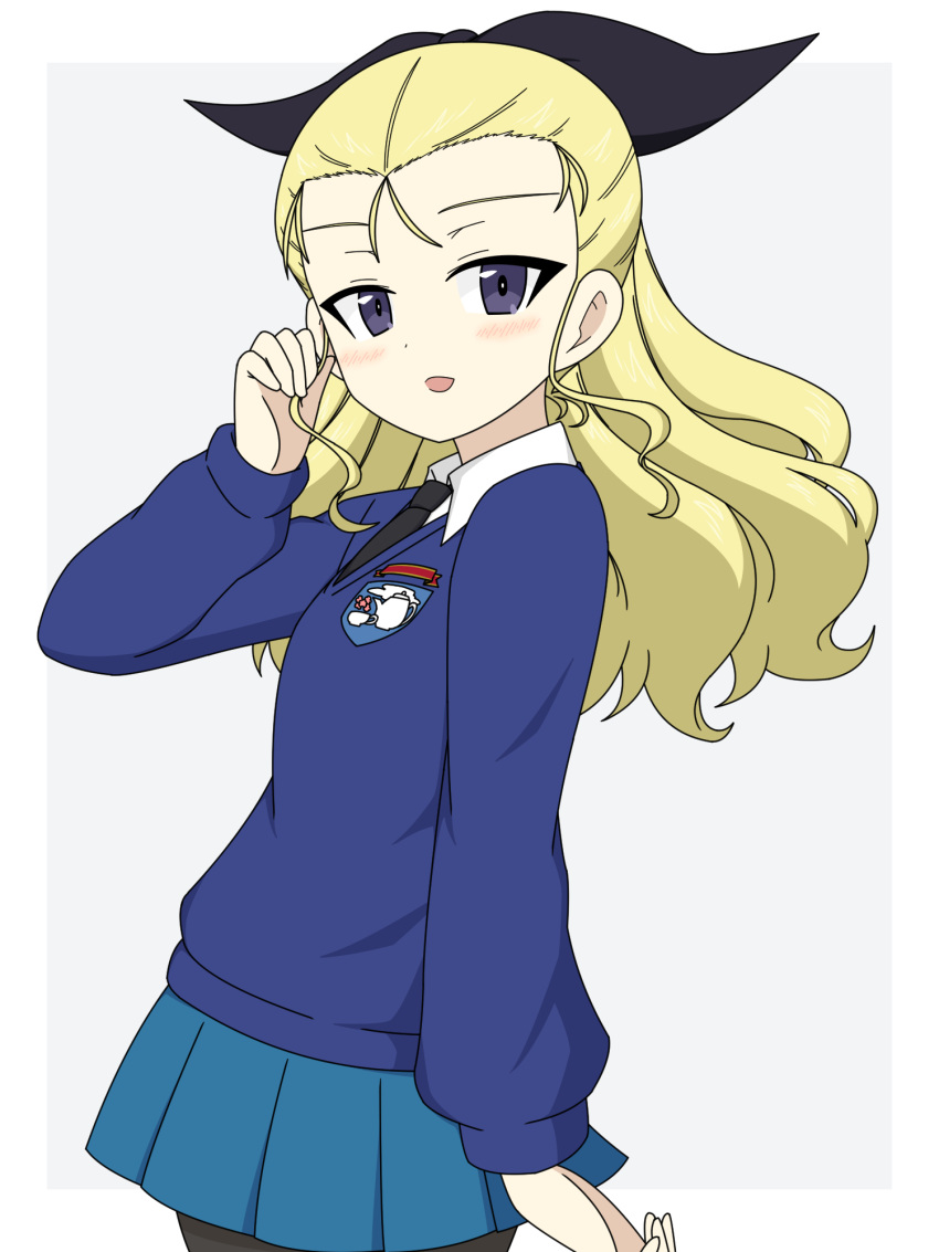 Safebooru - 1girl assam (girls und panzer) black bow black pantyhose ...