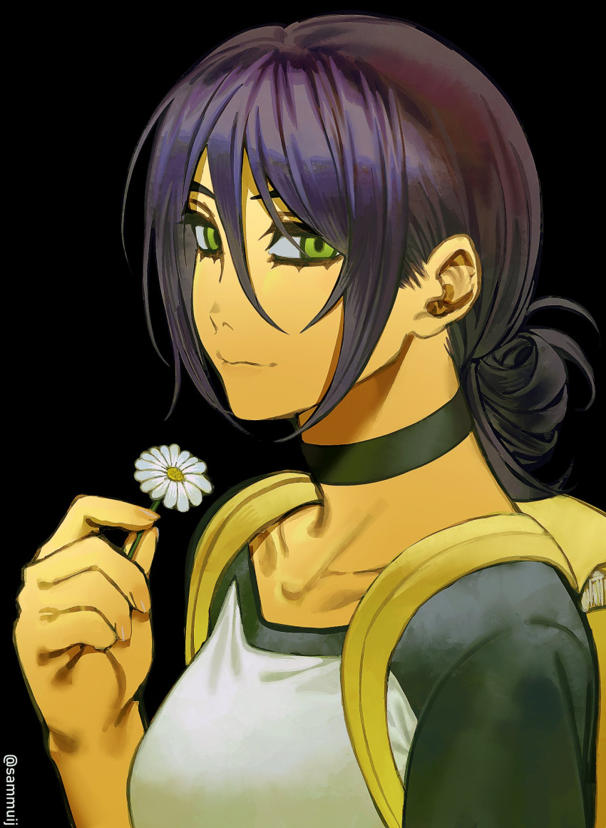 Safebooru - 1girl backpack bag black background black choker black hair chainsaw man choker ...