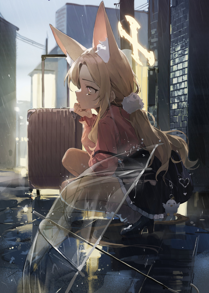 Safebooru - 1girl absurdres alternate costume animal ear fluff animal ears black skirt blonde ...