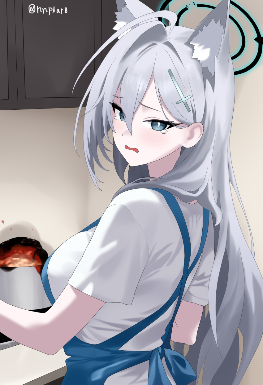 Safebooru - 1girl absurdres ahoge alternate costume animal ear fluff animal ears apron blue ...