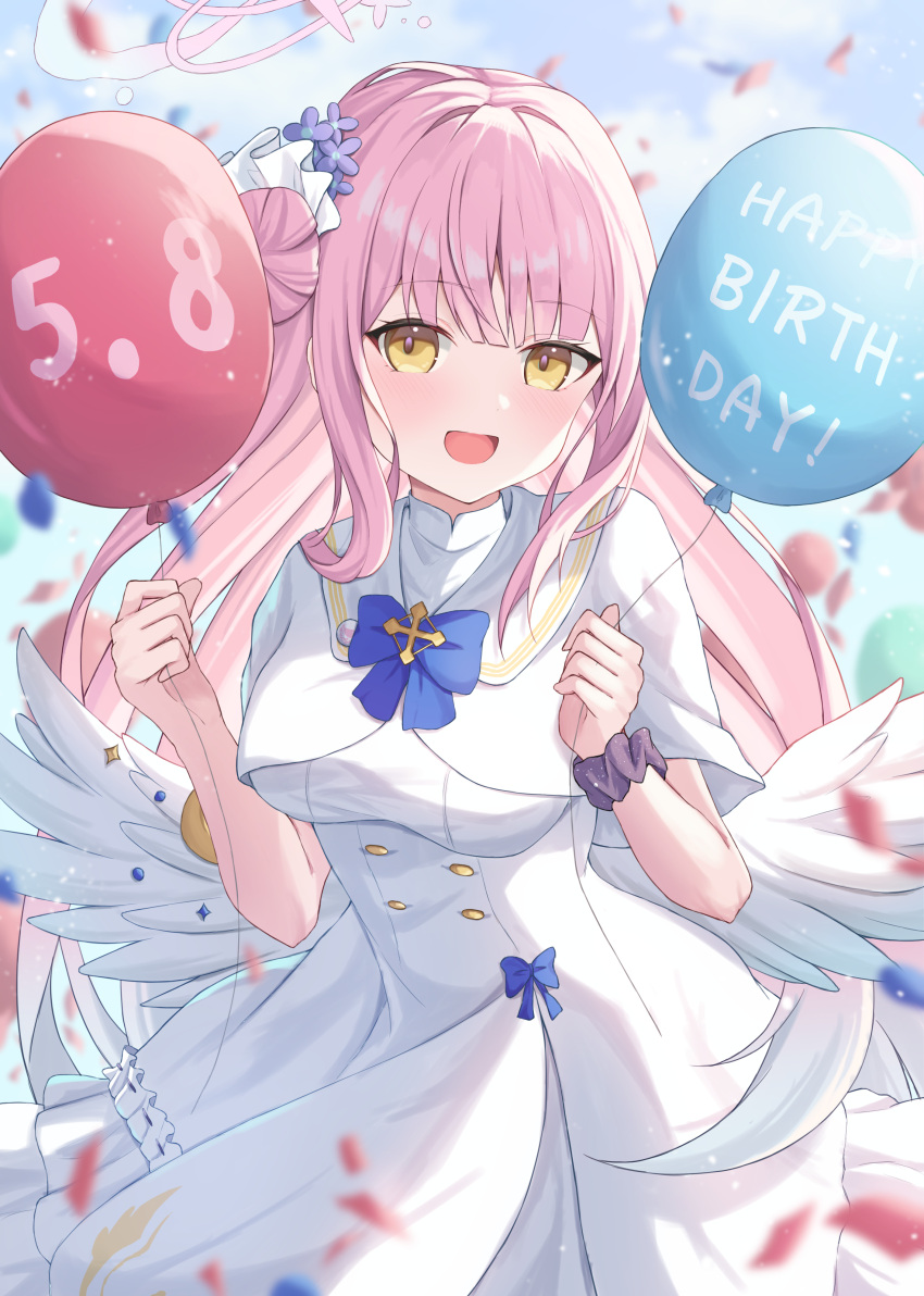 Safebooru - 1girl :d absurdres balloon blue archive blue bow blush bow ...