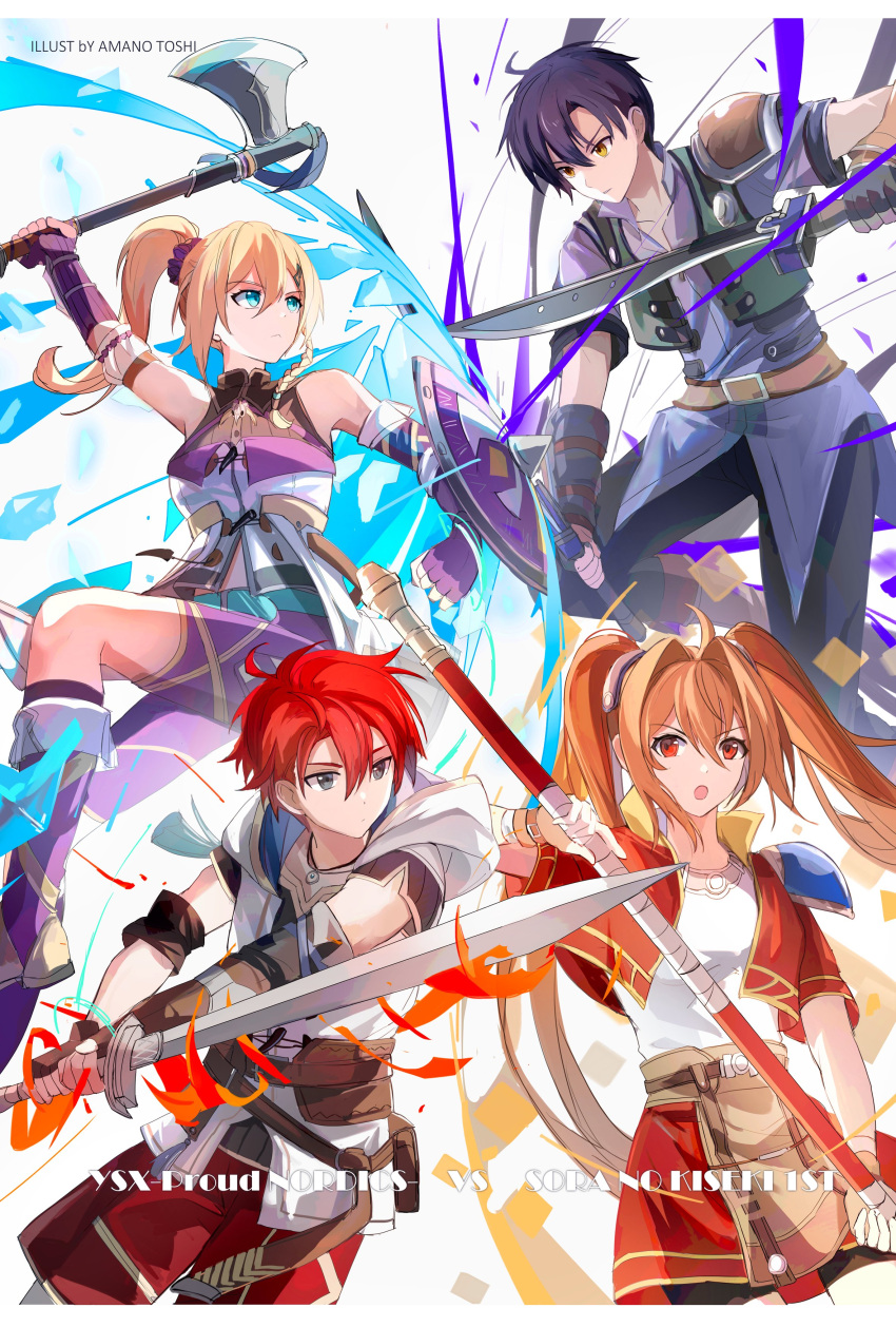 Safebooru - 2boys 2girls absurdres adol christin ahoge amano toshi ...