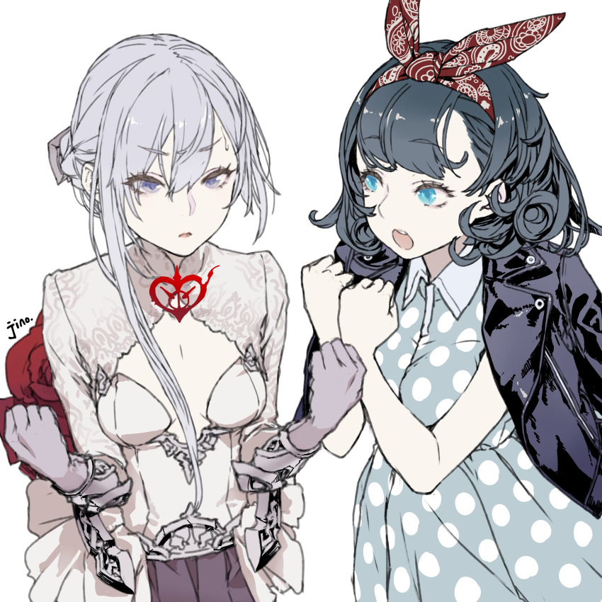 Safebooru - 2girls arm armor blue eyes character request commentary request curly hair dress ...