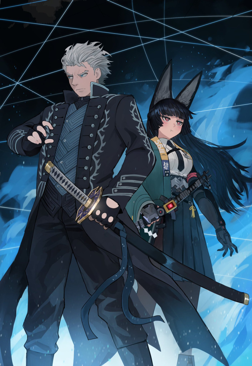 Safebooru - 1boy 1girl animal ears devil may cry devil may cry (series) fox ears hoshimi miyabi ...