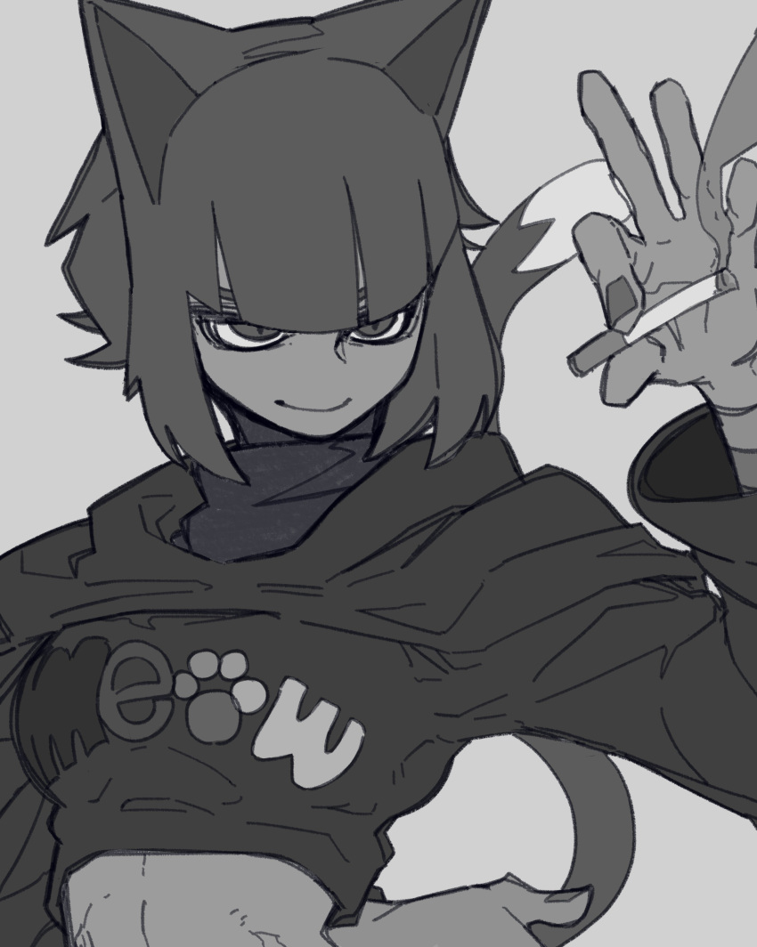 Safebooru - 1girl absurdres animal ears blunt bangs bone nigi cat ears cat girl cat tail ...