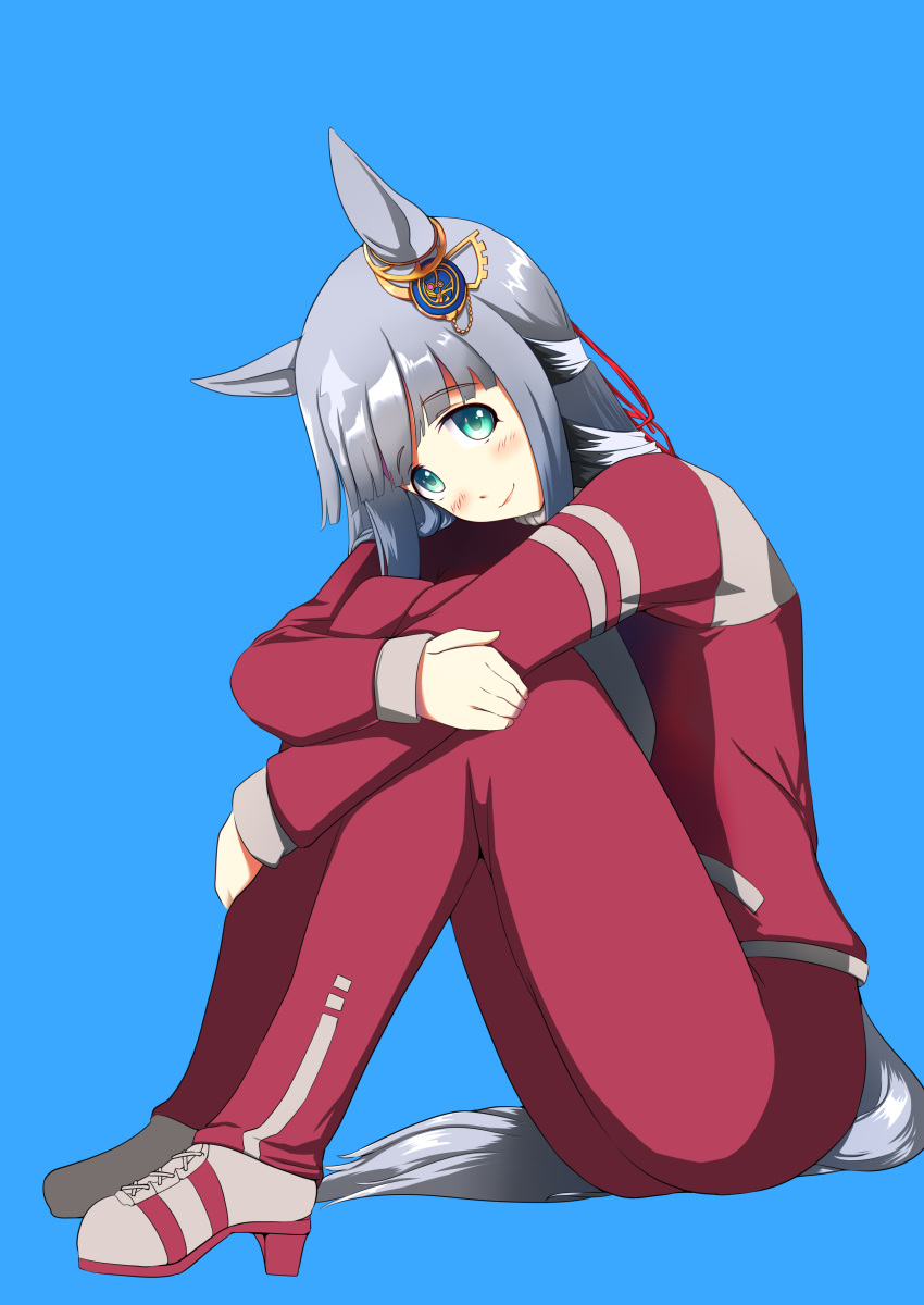 Safebooru - 1girl absurdres alternate costume animal ears blue background blunt bangs blush ...