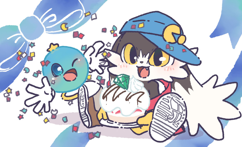 Safebooru - 1boy atelier macaron blue hat blush brown shoes confetti ...