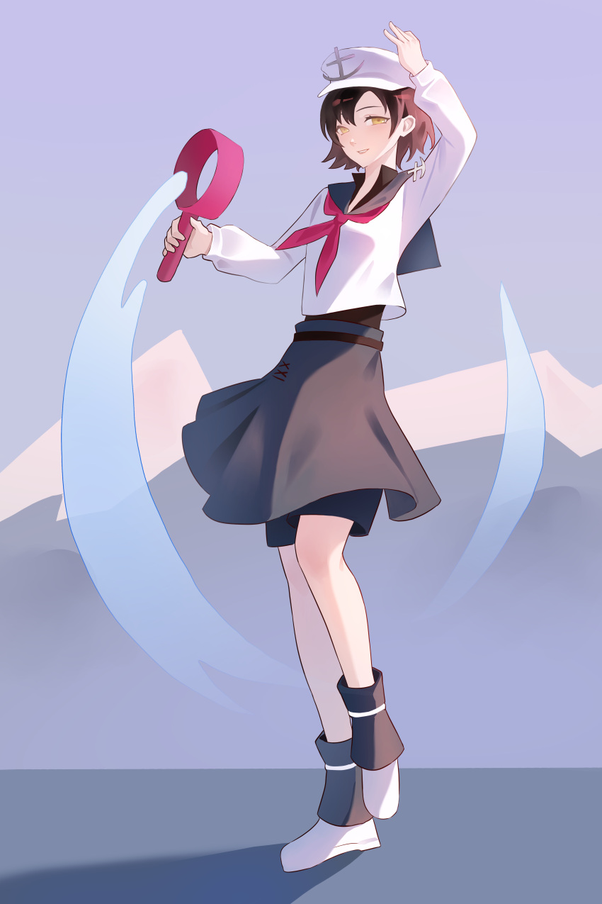 Safebooru - 1girl absurdres adapted costume anchor symbol black hair black shorts black skirt ...