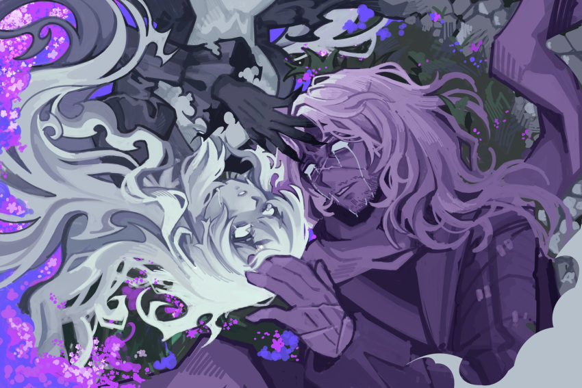 Safebooru - 1boy 1girl beanni beard stubble blank eyes crying crying ...