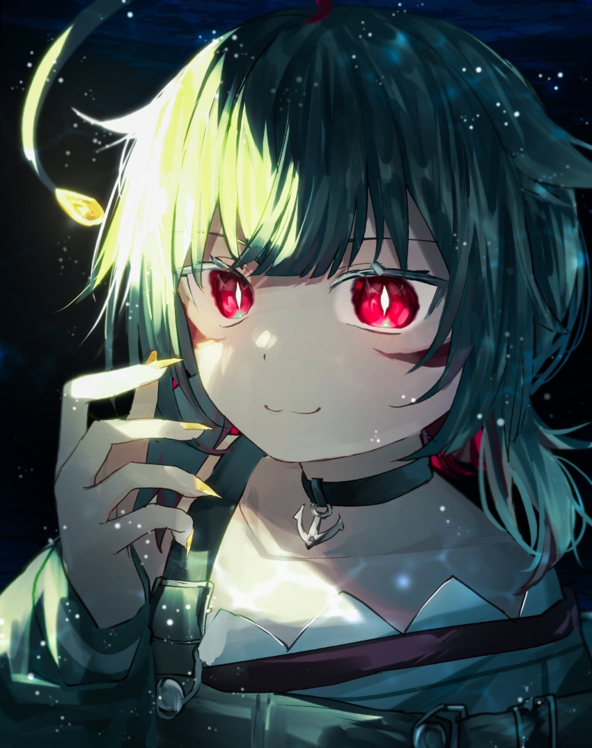 Safebooru - 1girl :3 ahoge air bubble anchor necklace anglerfish girl ...