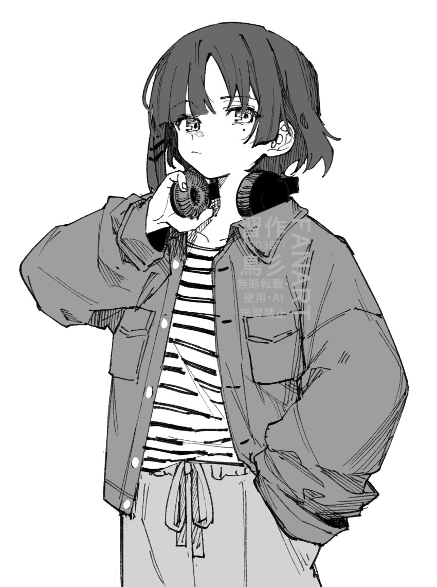 Safebooru - 100387l 1girl bocchi the rock! closed mouth greyscale hair ...
