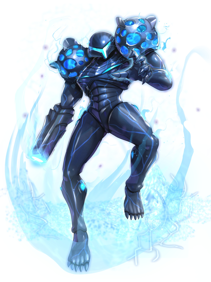 Safebooru - 1girl absurdres arm cannon armor assault visor blue visor ...