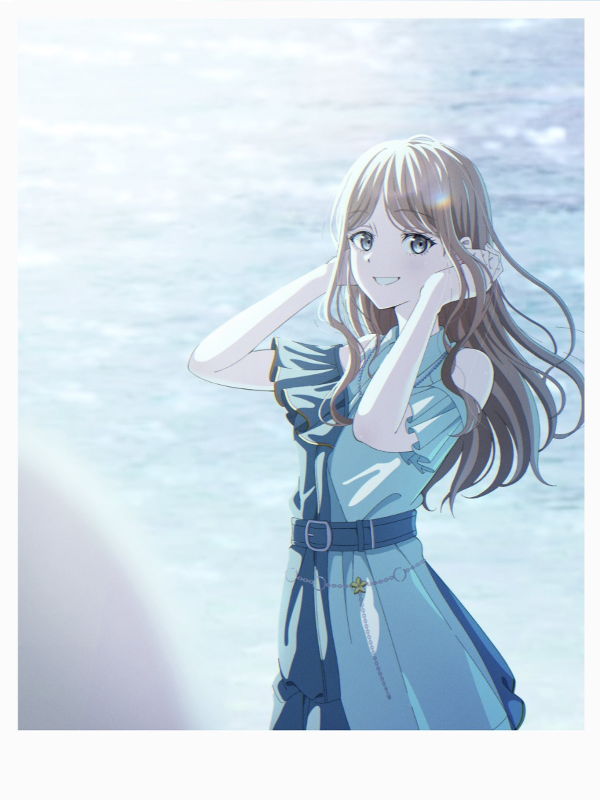 Safebooru - 1girl bang dream! bang dream! it's mygo!!!!! belt blue belt border brown hair ...