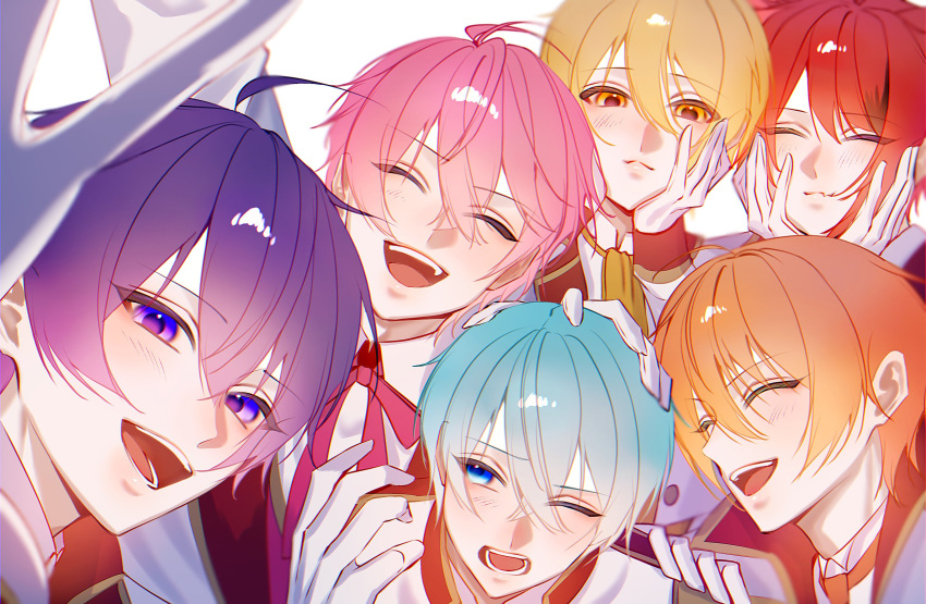 Safebooru - 6+boys ahoge bimigohan16 blonde hair blue eyes blue hair ...