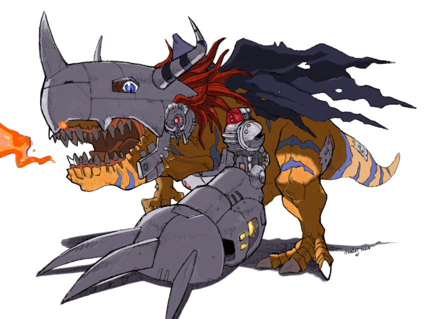 Safebooru - analog boy02 blue eyes breath weapon breathing fire cyborg ...