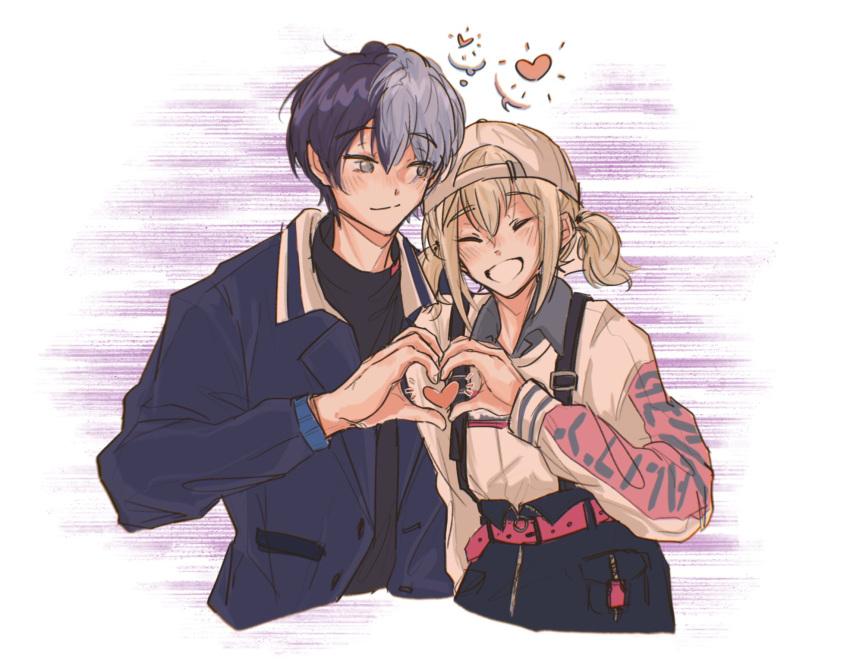 Safebooru - 1boy 1girl aoyagi touya azusawa kohane belt blue eyes blue hair blue jacket closed ...