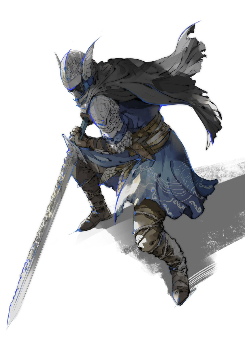 Safebooru - 1other ambiguous gender armor black boots black cape black gloves blue tunic boots ...