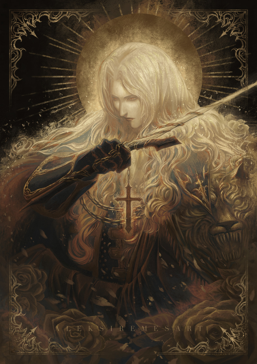 Safebooru - 1boy aleksi remes alucard (castlevania) arm up artist name ...
