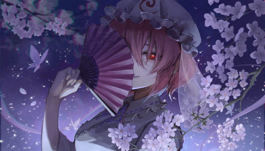 Safebooru - 1girl absurdres blue kimono breasts bug butterfly cherry blossoms commentary request ...