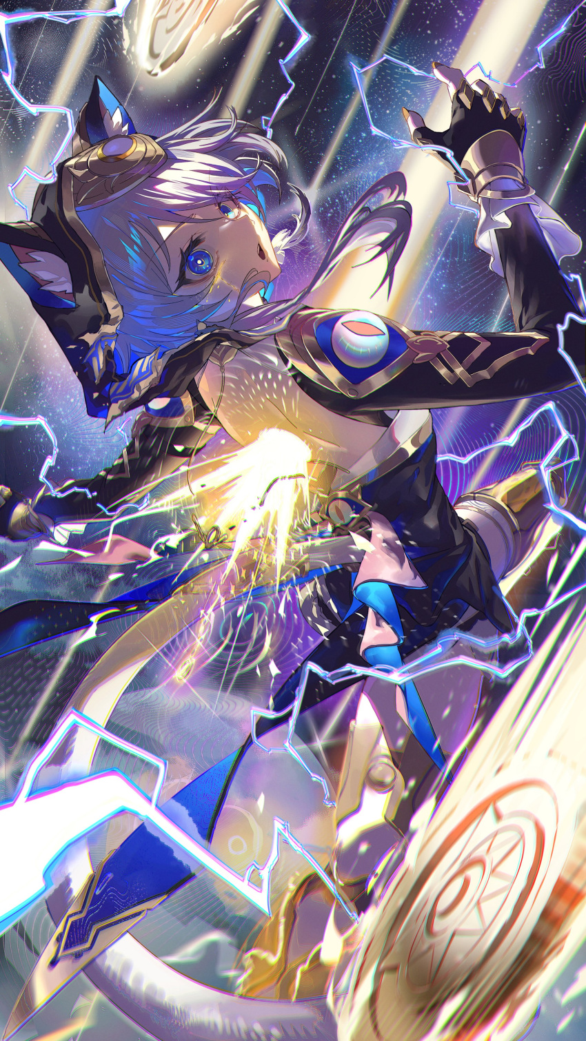 Safebooru - 1girl absurdres animal ear fluff animal ears backless outfit blue eyes cat ears ...