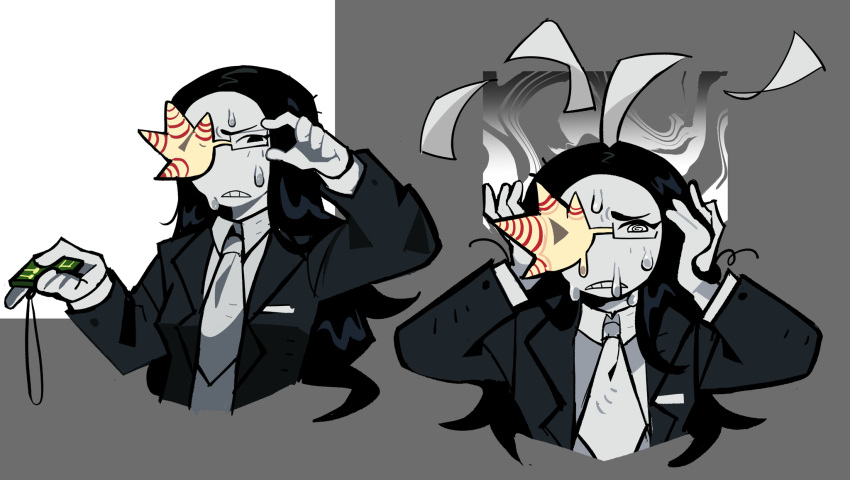 Safebooru - 1girl bajinns black hair bob cut colored skin coral coral ...