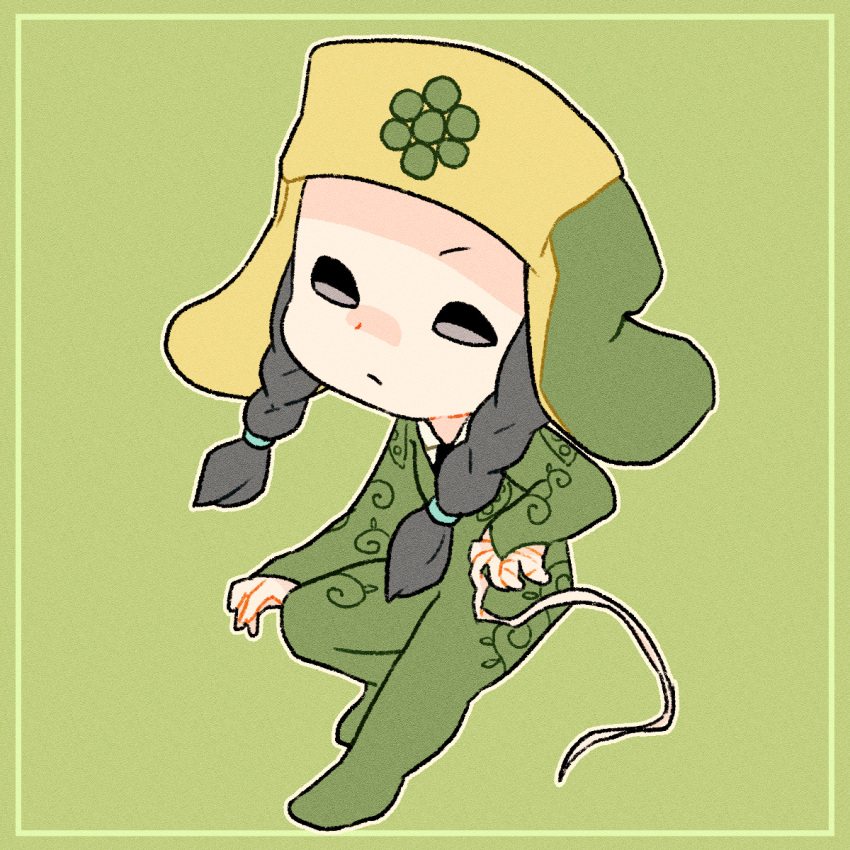 Safebooru - 1boy black eyes black hair black necktie braid chibi closed ...