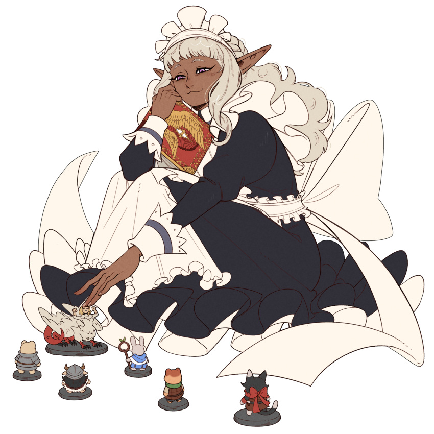 Safebooru - 1boy :3 alternate costume androgynous apron back bow black ...