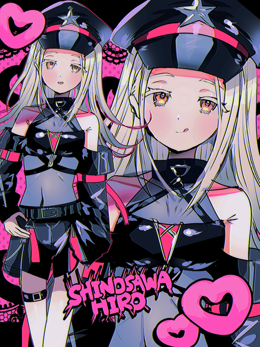 Safebooru - 1girl absurdres bare shoulders belt black belt black shirt black skirt black sleeves ...