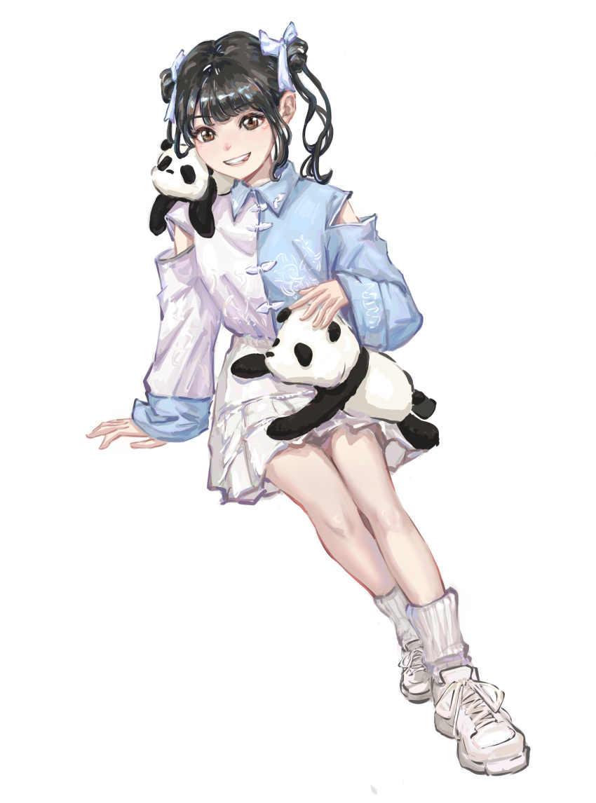 Safebooru - 1girl absurdres aoki hina black hair blue ribbon blue shirt ...