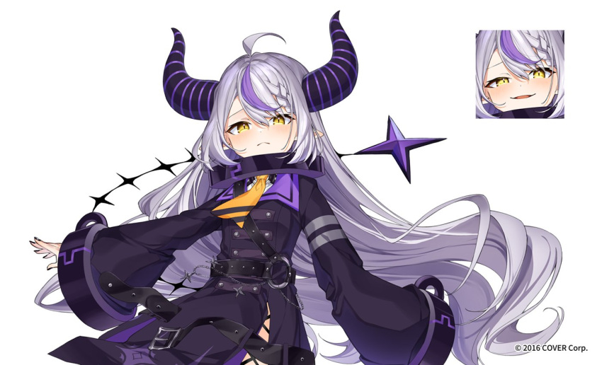 Safebooru - 1girl ahoge black horns braid braided bangs buttons coat coat dress collar ...