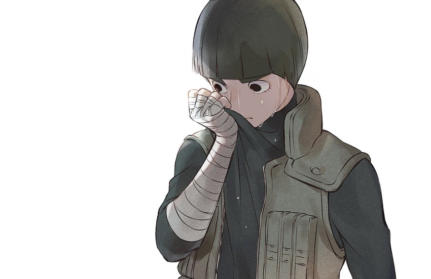 Safebooru - 1boy bandaged arm bandages black eyes black hair black shirt bowl cut commentary ...