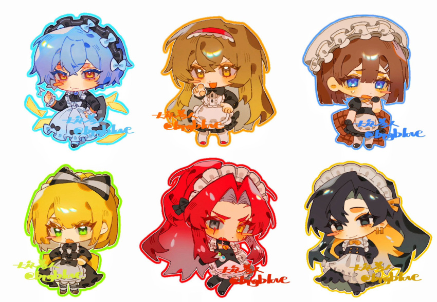 Safebooru - 6+girls :o alternate costume angela (project moon) apron ...
