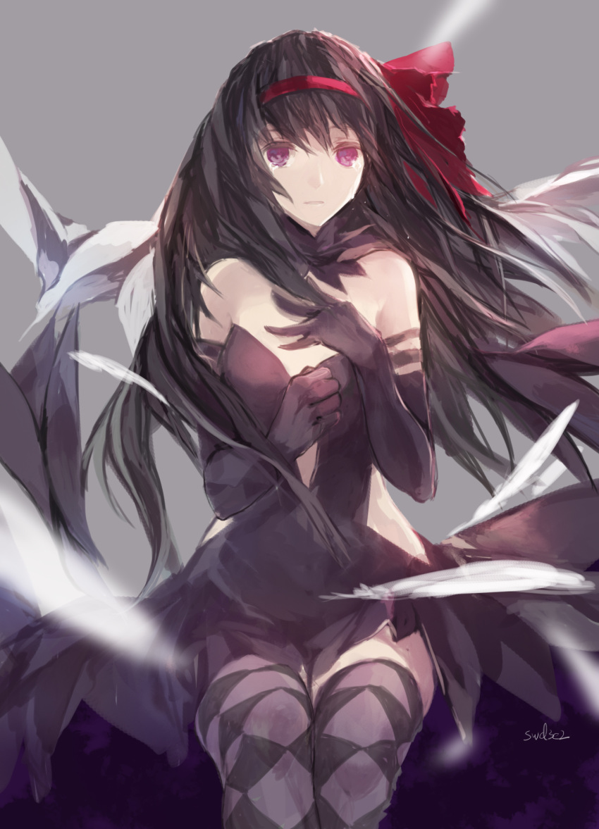 Safebooru - 1girl akemi homura akuma homura black hair dress gloves gothic long hair mahou ...