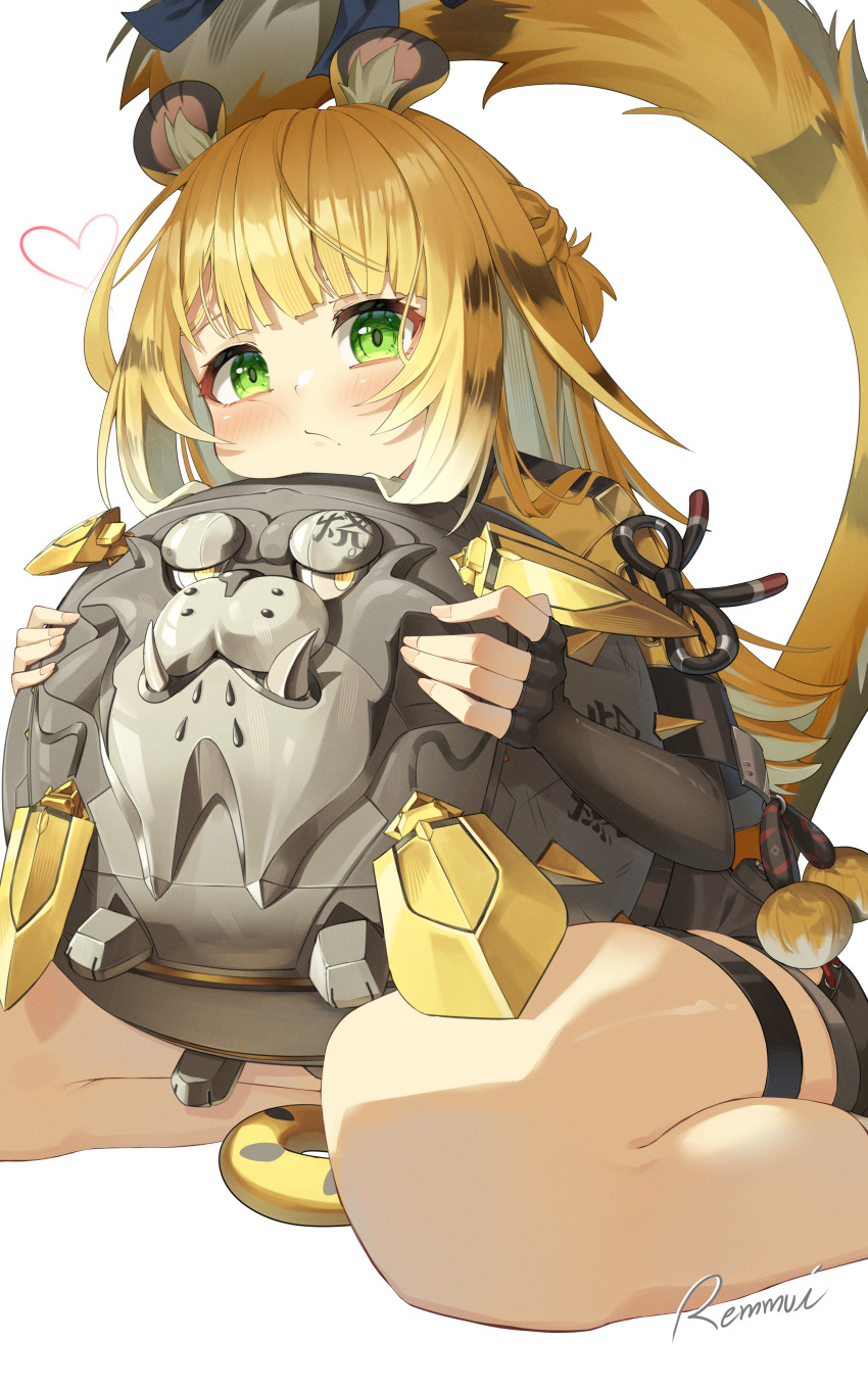 Safebooru - 1girl absurdres animal ears artist name black gloves black shirt black shorts blonde ...