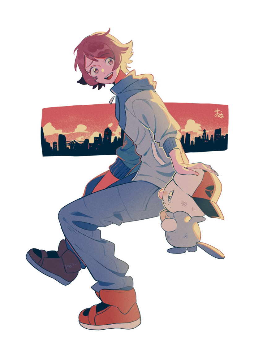 Safebooru - 1boy :d brown eyes brown hair commentary request from side ...