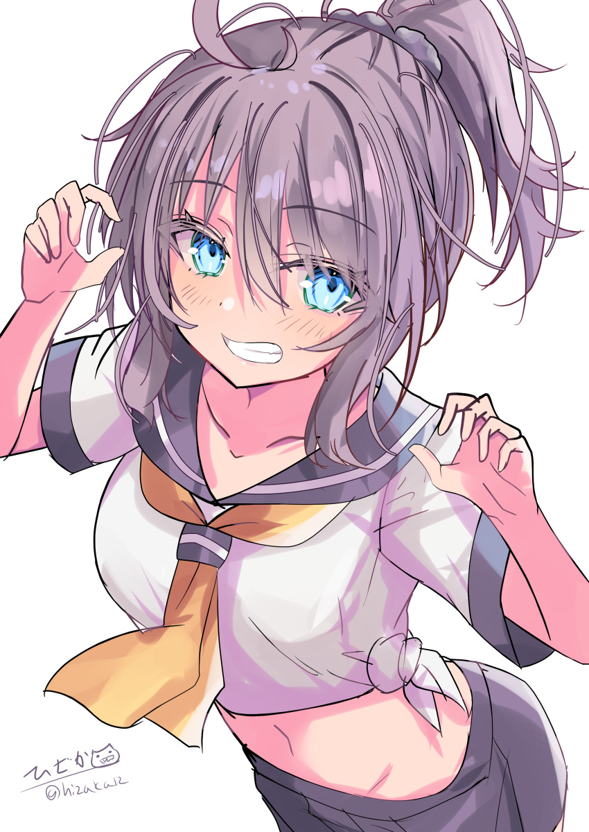 Safebooru - absurdres ahoge aoba (kancolle) blue eyes blue scrunchie commentary request curled ...