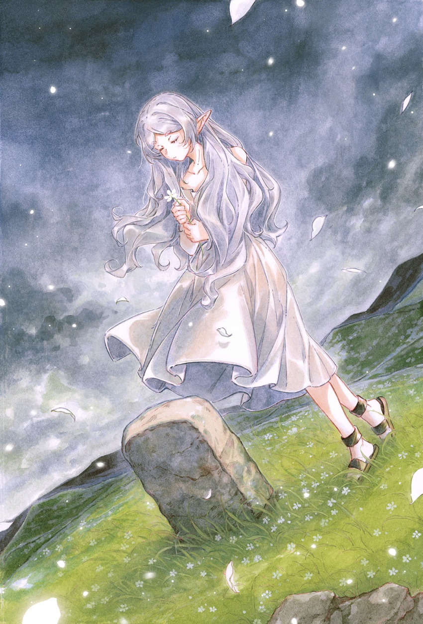 Safebooru - 1girl 9484gu anklet bare shoulders black sandals chinese commentary closed eyes ...