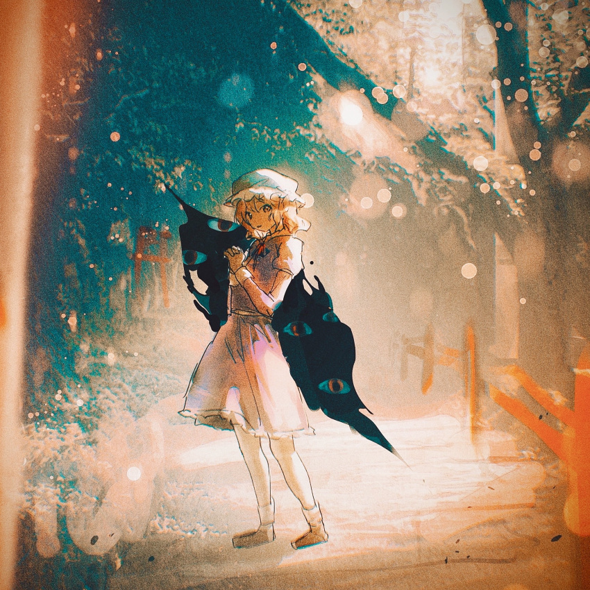 Safebooru - 1girl absurdres blonde hair circle yomado dress frilled dress frills full body gap ...