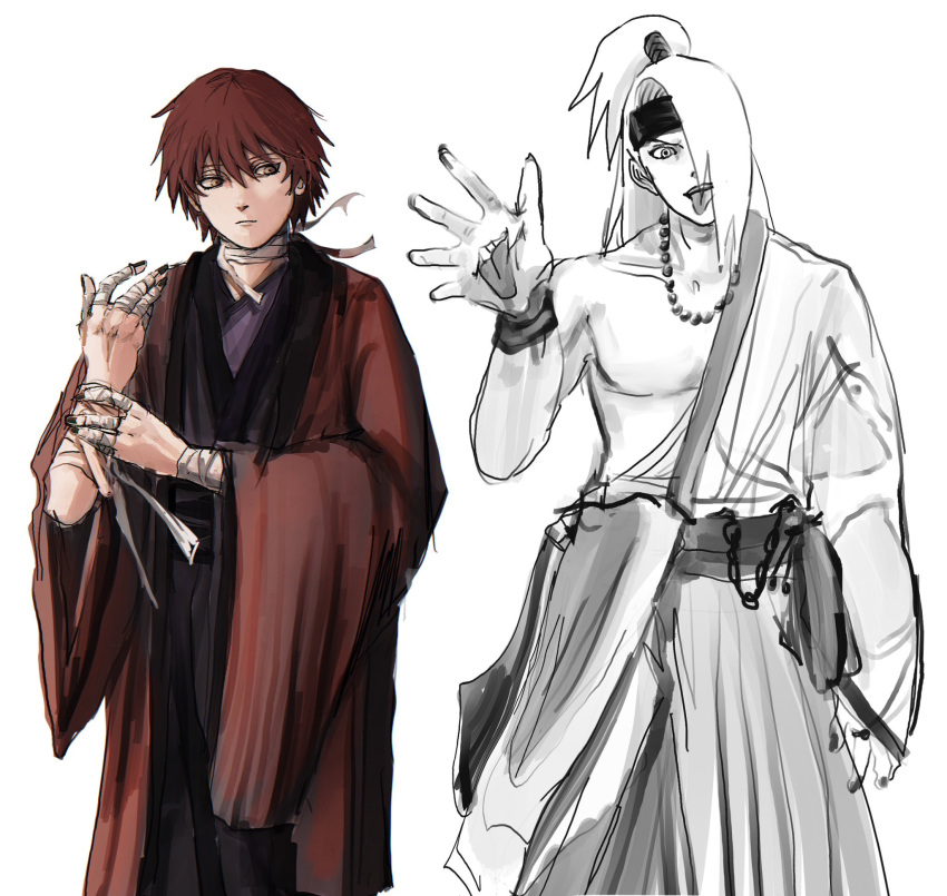 Safebooru - 1n1nu 2boys :p alternate costume bandaged arm bandaged fingers bandaged neck ...