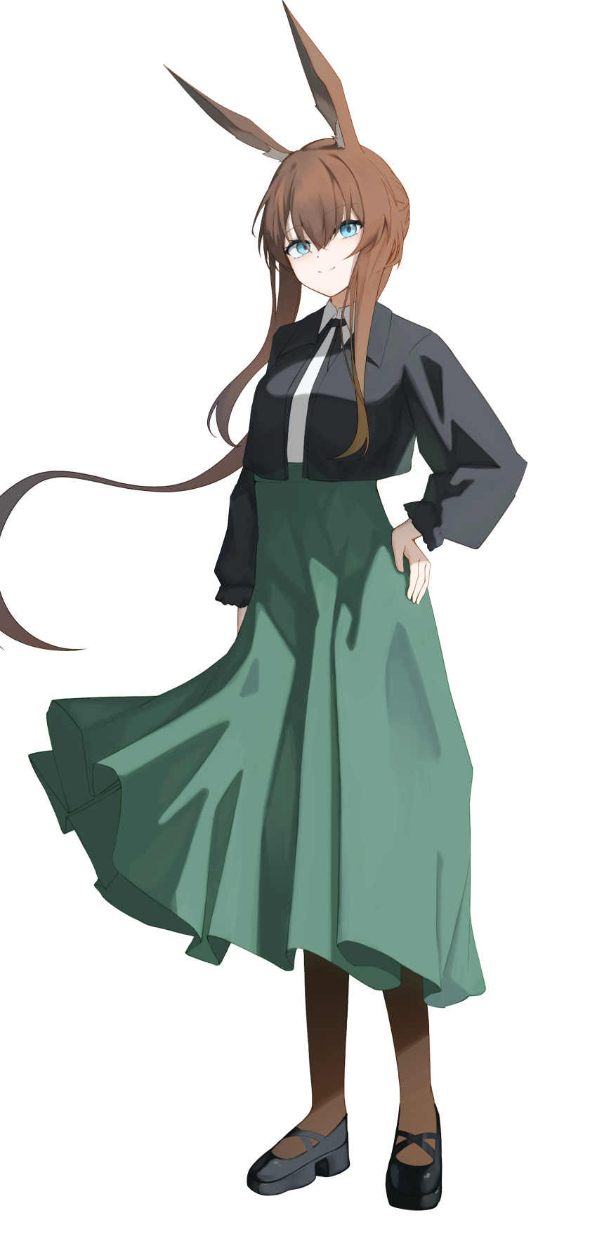 Safebooru - 1girl absurdres amiya (arknights) animal ears arknights arm at side black shirt ...